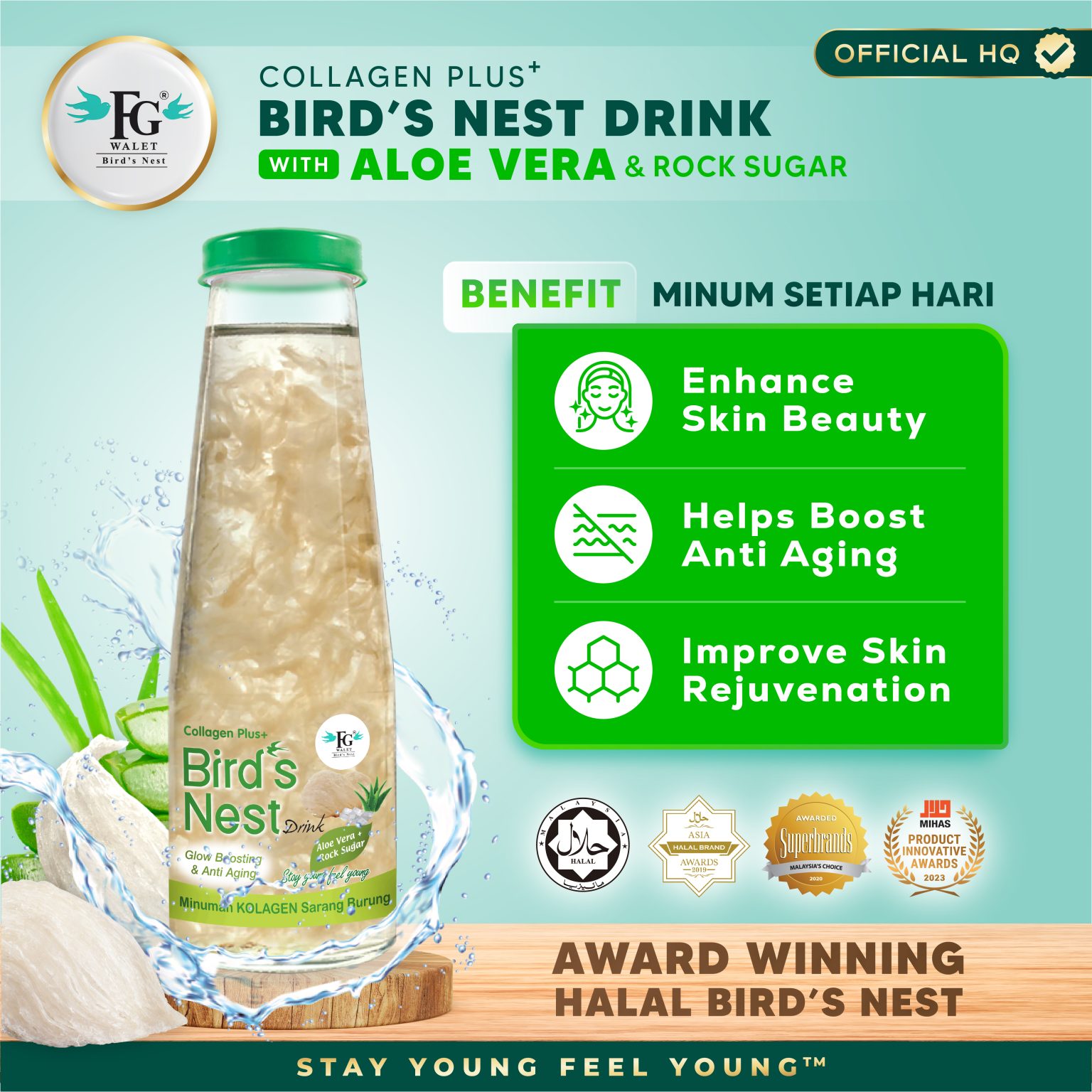 FG Walet® Collagen Plus Bird’s Nest Drink with Aloe Vera & Rock Sugar ...